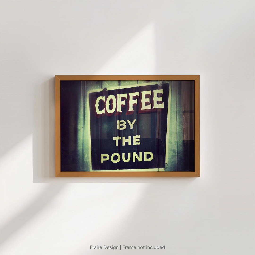 Rustic Coffee Shop Sign Art Print - Vintage Tin Wall Decor, Retro ...