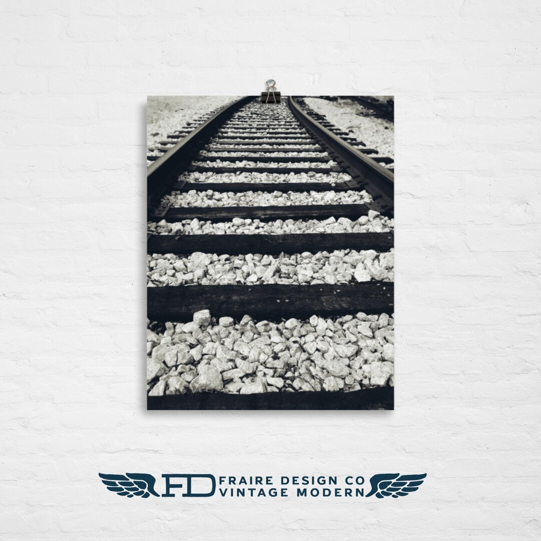 Dramatic Railroad Tracks Art Print - Vintage Industrial Wall Art ...