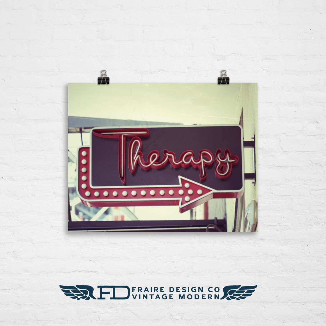 Therapy Neon Sign Art Print - Fun Retro Wall Decor, Gifts for ...