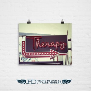 Therapy Neon Sign Art Print - Fun Retro Wall Decor, Gifts for ...
