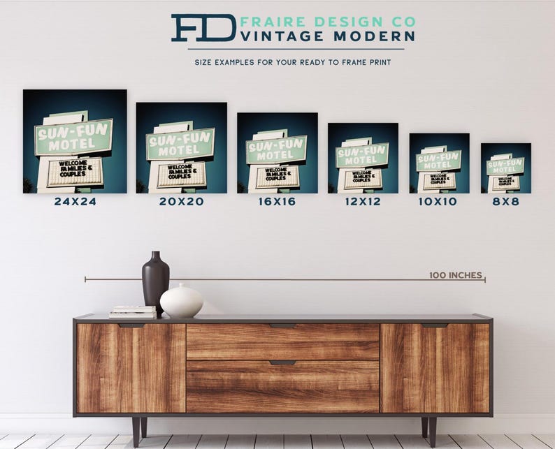 Sun Fun Motel Sign Art Print - Mid-century Americana Decor, Travel ...