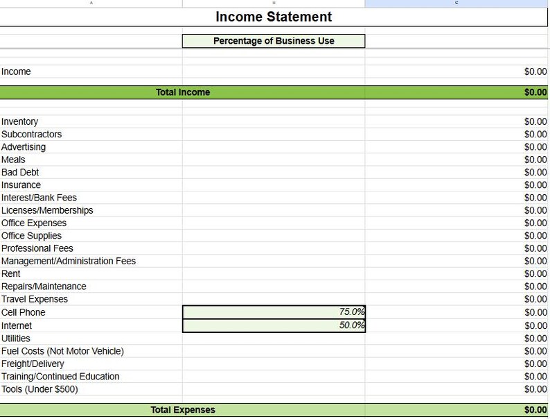 BC Edition - Income & Expense Tracker for Canadian Sole Proprietorship ...