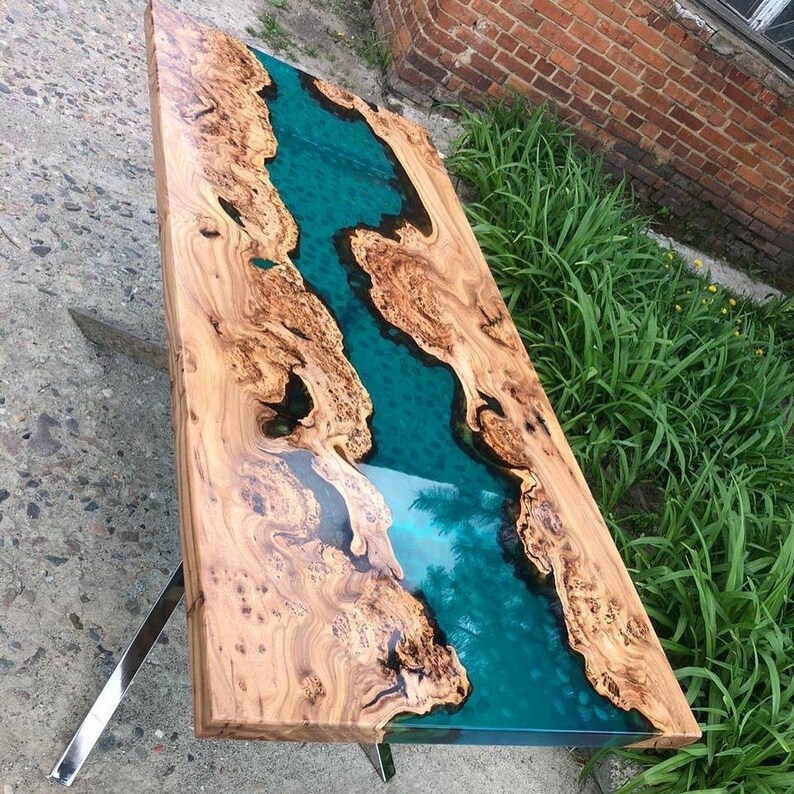 Handmade Epoxy Resin River Table – Custom Wood River Design Coffee or ...