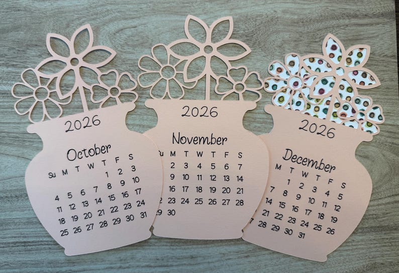 Flower Vase 2026 Desk Calendar Pink/polka Dot - Etsy