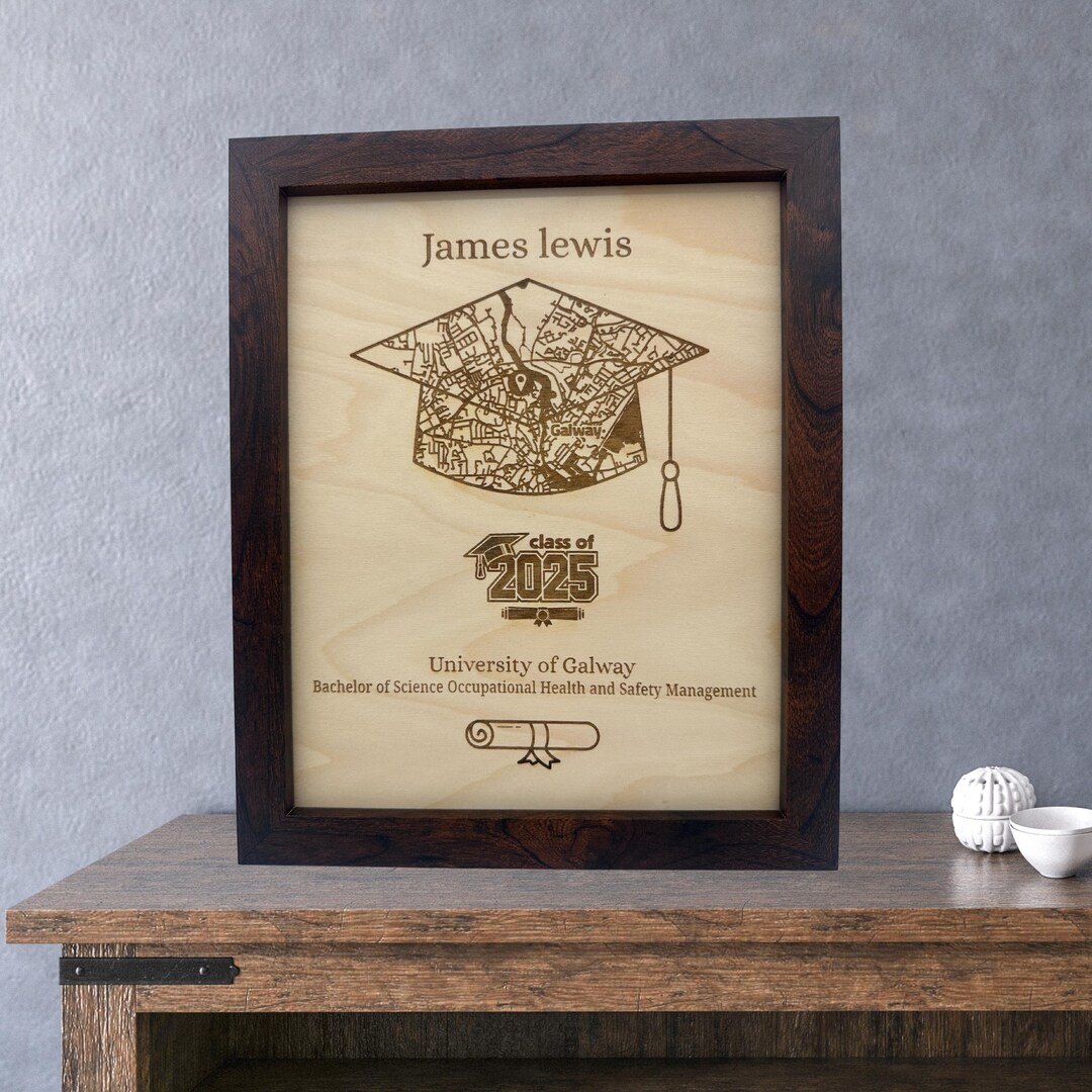Personalized Graduation Map Plaque: Engraved Wood Keepsake Frame - Etsy