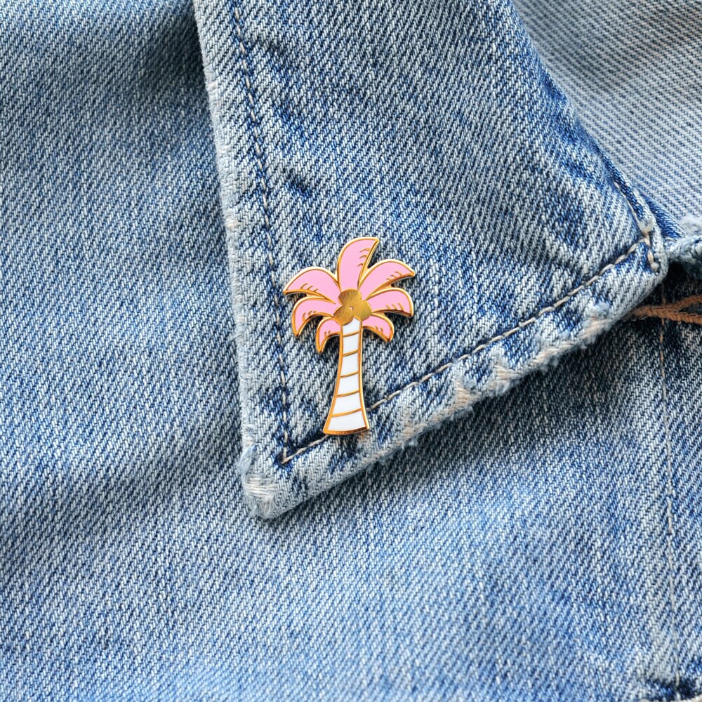 Enamel Pin, Palm Tree, Pink, Gold, Palm Springs, Tropical, Gifts Under ...