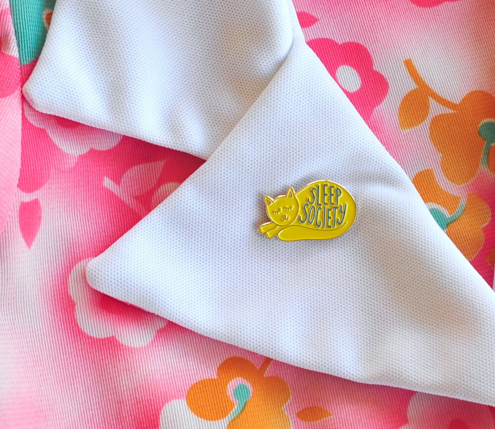 Yellow Cat Enamel Pin, Lapel Pin, Hand Lettering, Gifts Under 10 - Etsy