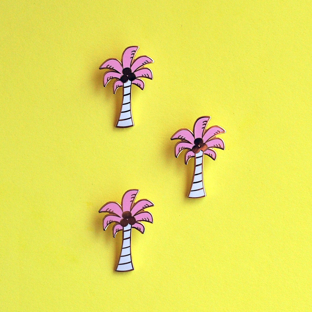 Enamel Pin Palm Tree Pink Gold Palm Springs Tropical | Etsy