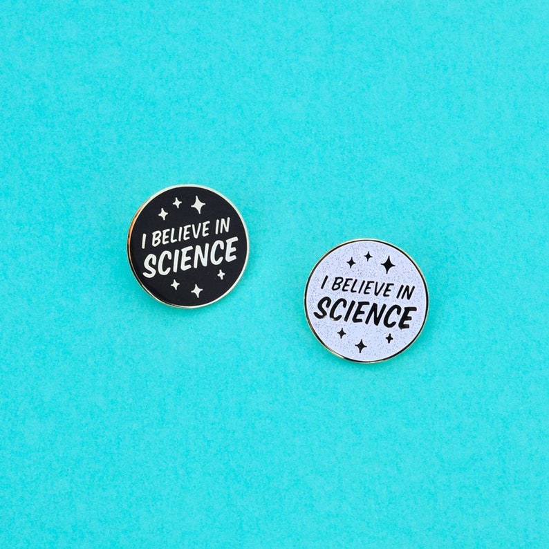 Science Enamel Pin I Believe in Science Black Gold or White | Etsy