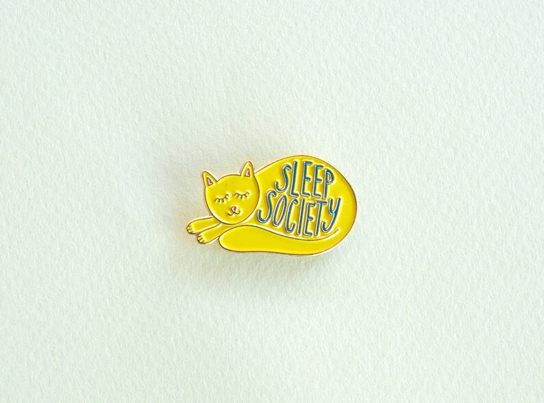 Yellow Cat Enamel Pin, Lapel Pin, Hand Lettering, Gifts Under 10 - Etsy