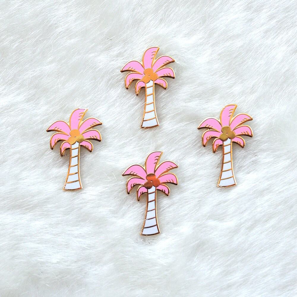 Enamel Pin Palm Tree Pink Gold Palm Springs Tropical | Etsy