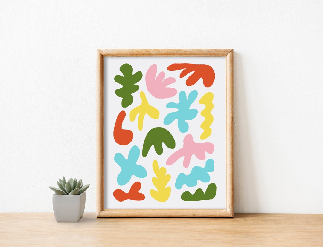 8"x10" Multicolor Wall Art Print Hand Drawn Colorful Abstract Shapes - Etsy