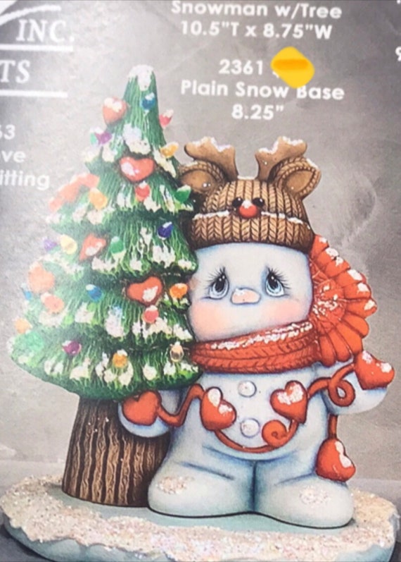 Snowman Love With Tree WITH Base Unpainted Please Read - Etsy