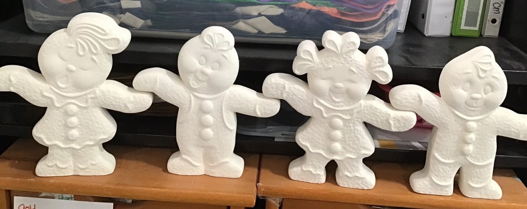 Hand to Hand Gingerbread Boys and Girls- Set of 4 Double Sided Faces ...