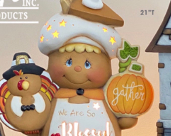 Large 14” Thanksgiving Gingerbread Man WITH Cutouts and Wiring ...