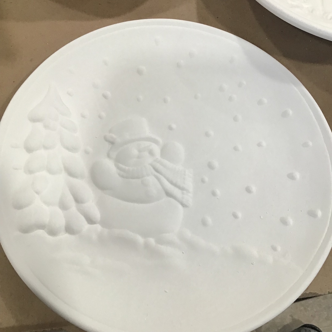 Snowman Christmas Plate Ready to Ship please Read Description Before ...