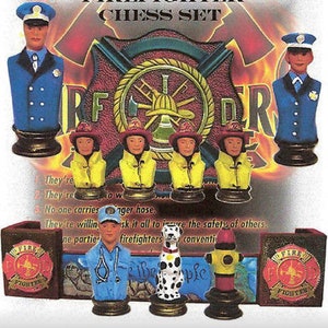 Police & Fire Chess Set Unpainted-ready to Ship. - Etsy