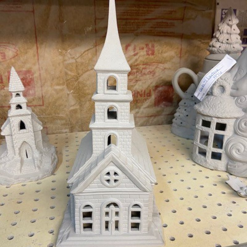 Unpainted Ceramic Village - Etsy