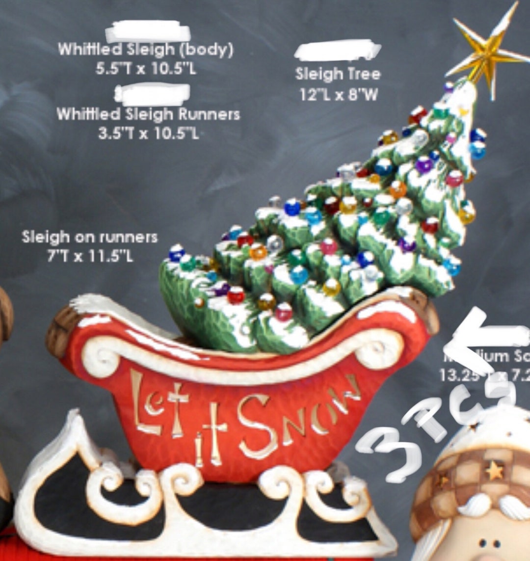 Whittled Christmas Tree Sled-unpainted CM 3490/91/92please Read ...