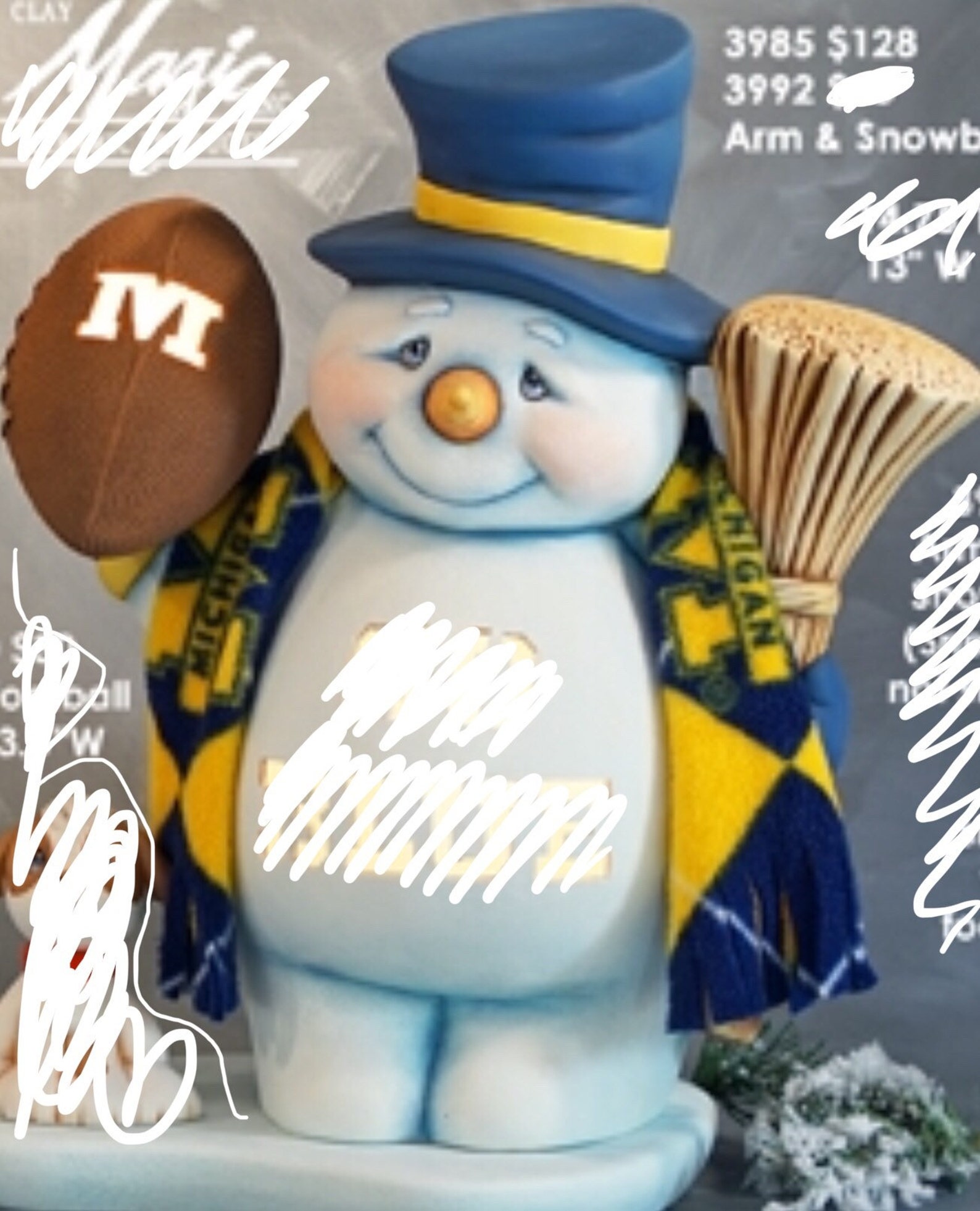 Snowman With Football Ready to Paint-ready to Paint Please - Etsy