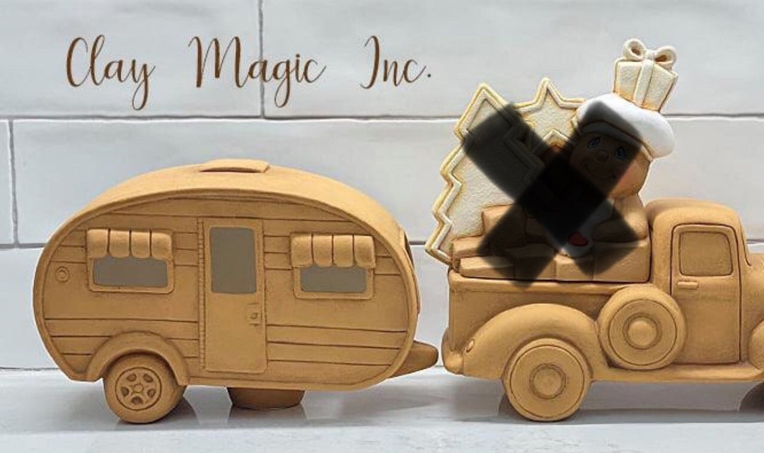 Gingerbread Camper and Truck UNPAINTED W/ Frosting and Candies Included ...