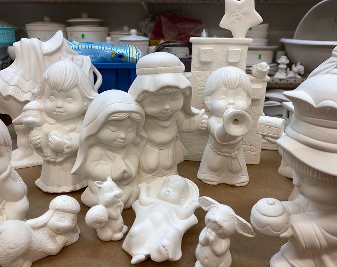 Dona's Sweet Tot 32-piece Ceramic UNPAINTED Bisque Nativity - Etsy