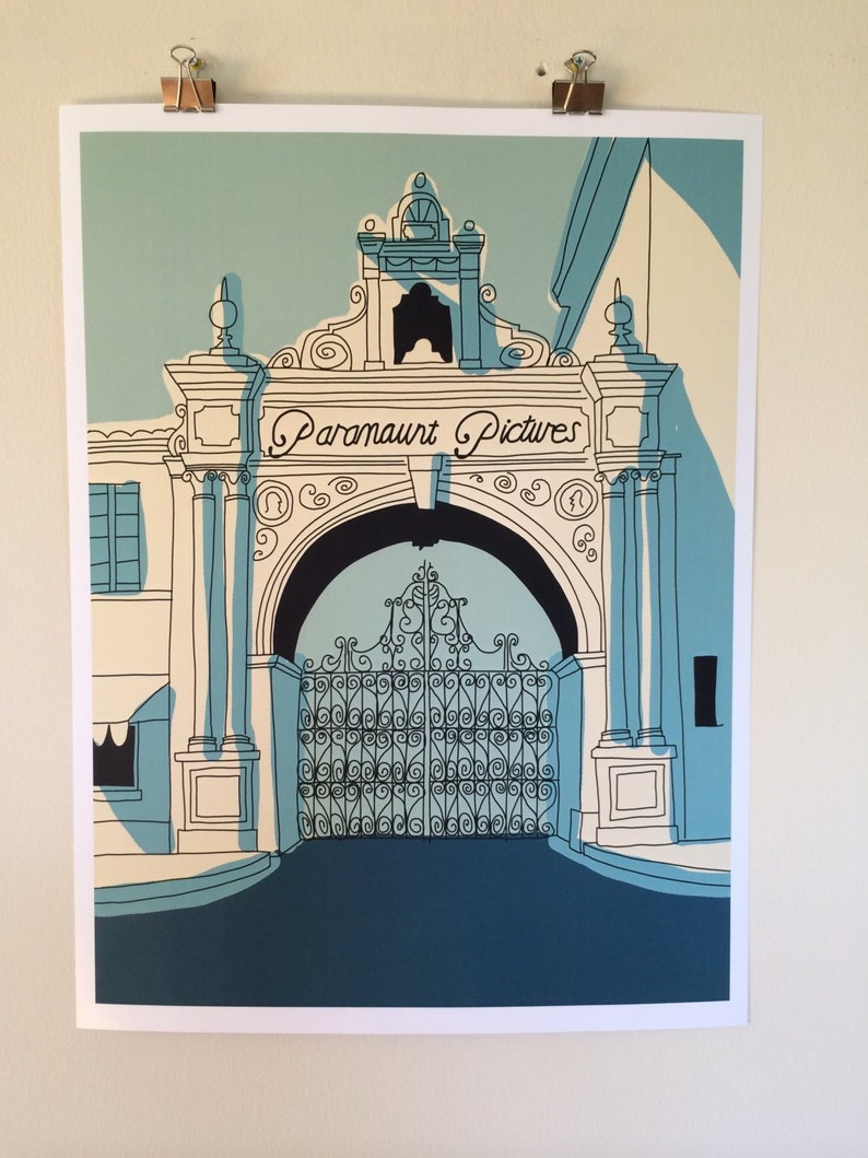 Paramount Gate in Blue LA Landmark Print - Etsy