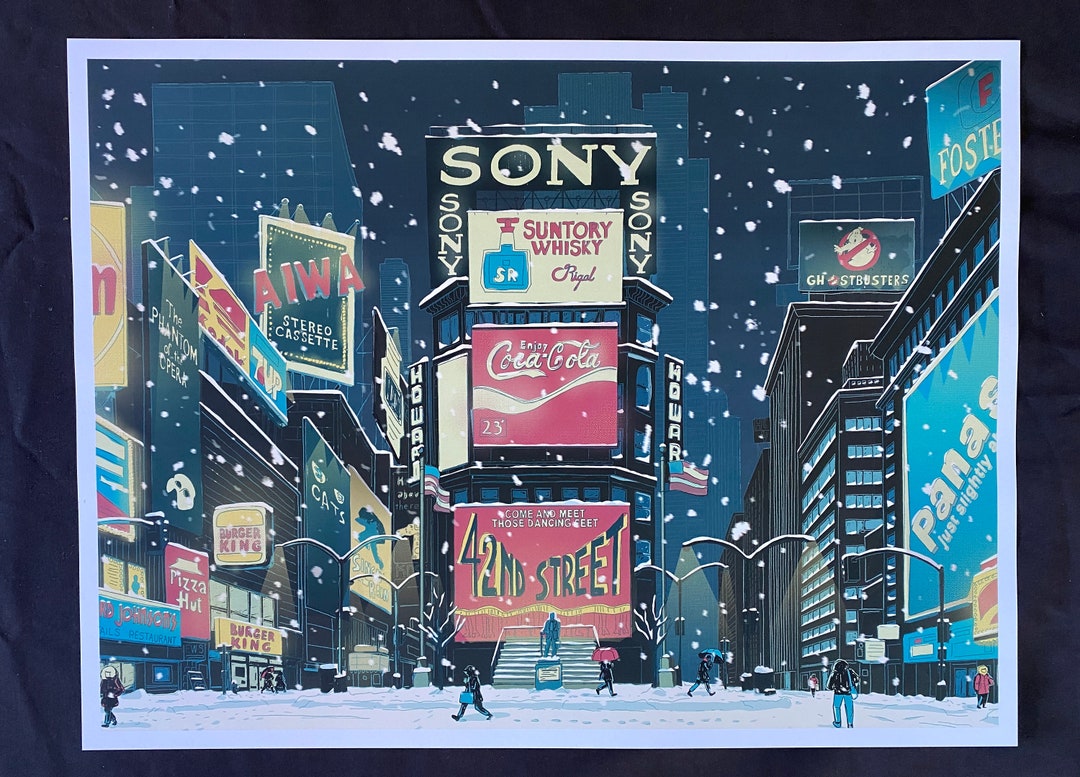 Times Square 80's Snow Night - Etsy