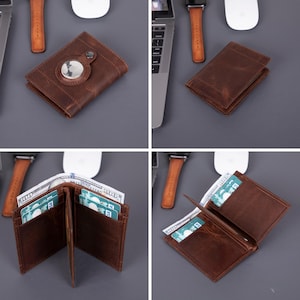 Handmade Leather AirTag Wallet: Slim Unisex Design - Etsy