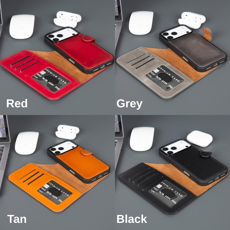 IPhone 17 Pro Max Leather Wallet Case – Magsafe, RFID, Detachable ...