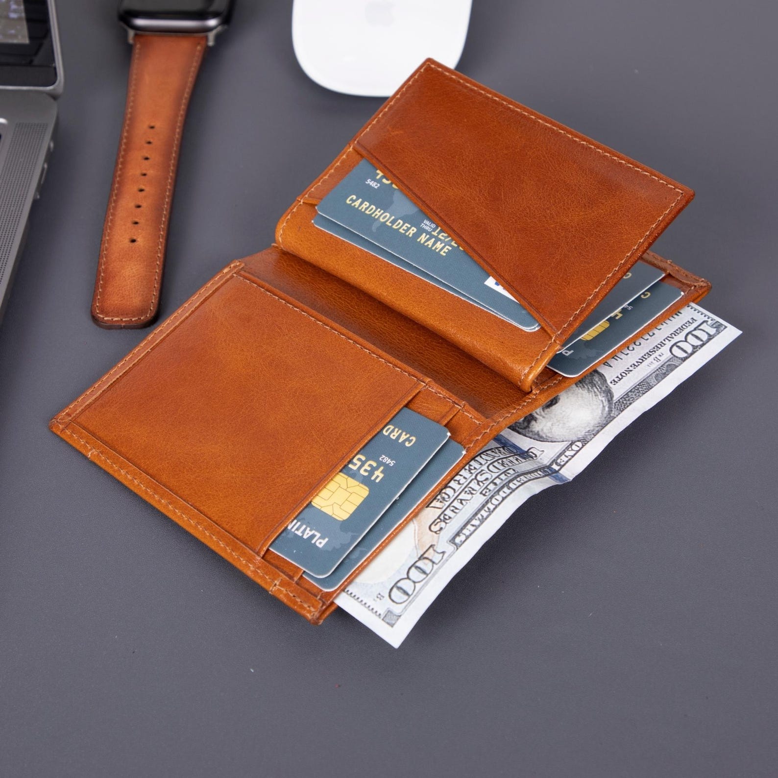 Handmade Leather AirTag Wallet: Slim Unisex Design - Etsy