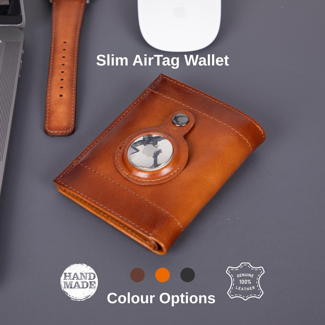 Handmade Leather AirTag Wallet: Slim Unisex Design - Etsy