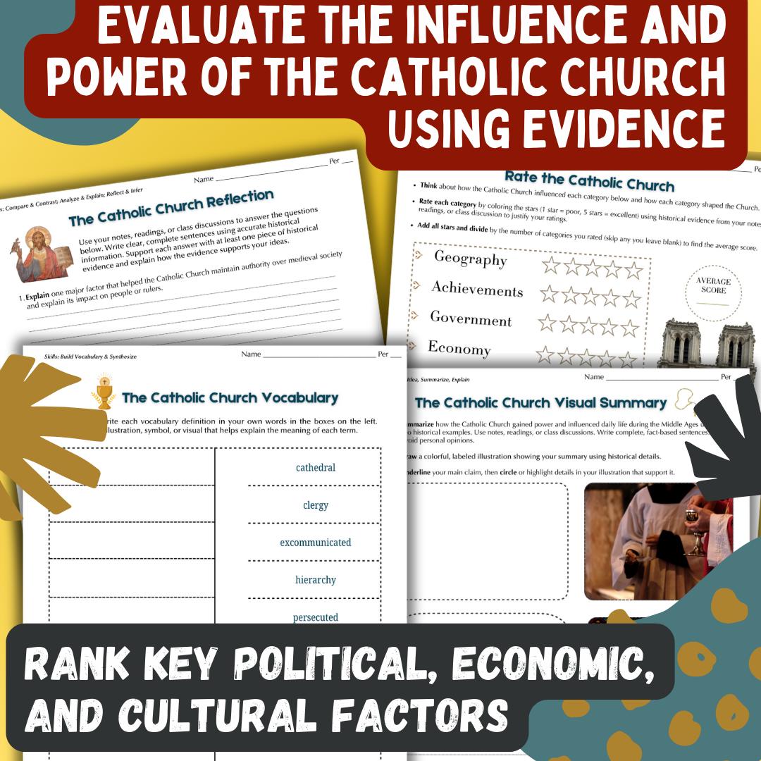 Catholic Church CER Writing Activity Worksheets | PDF & Google Slides ...