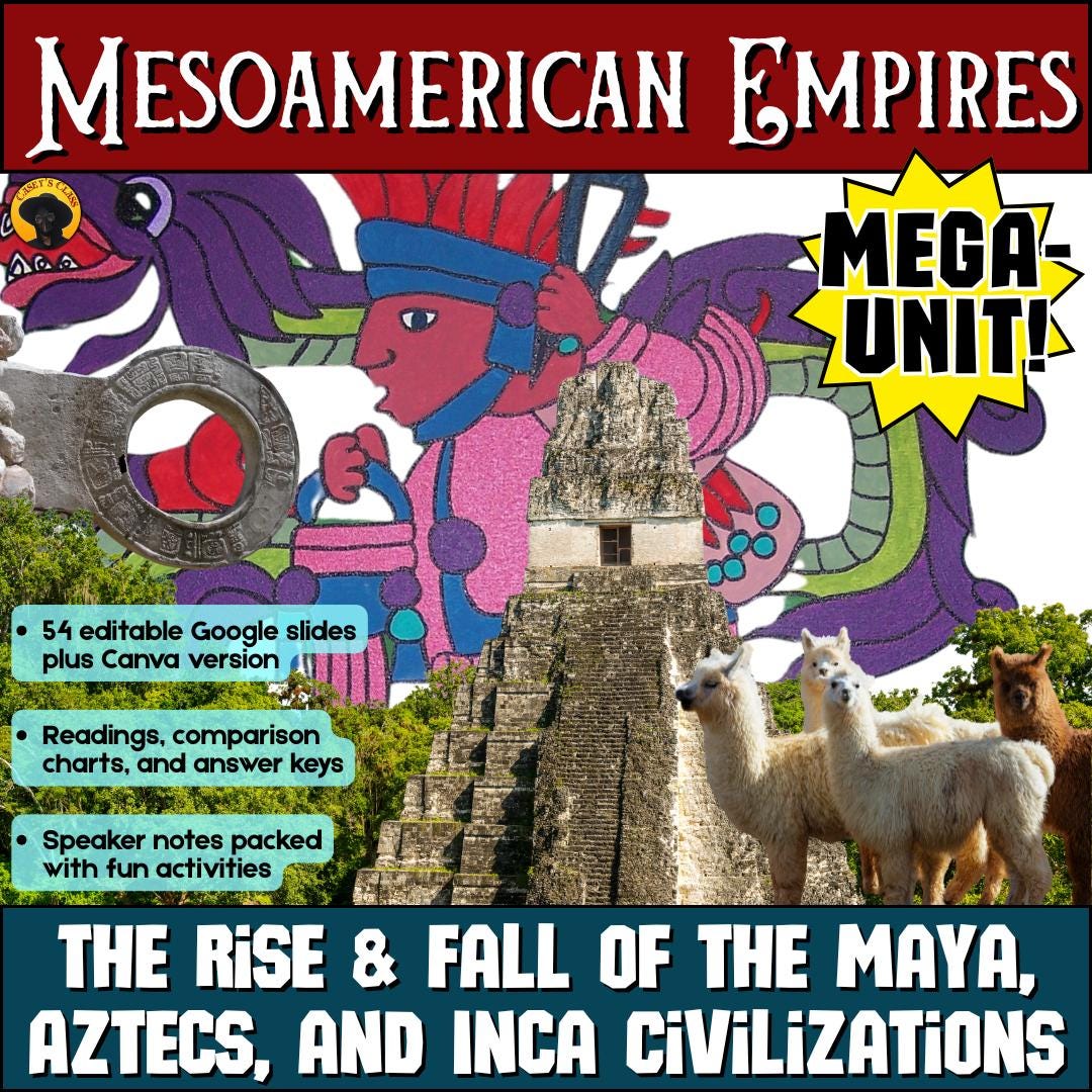 Mesoamerican Empires Lesson Slides & Notes: Maya, Aztec, Inca (editable ...
