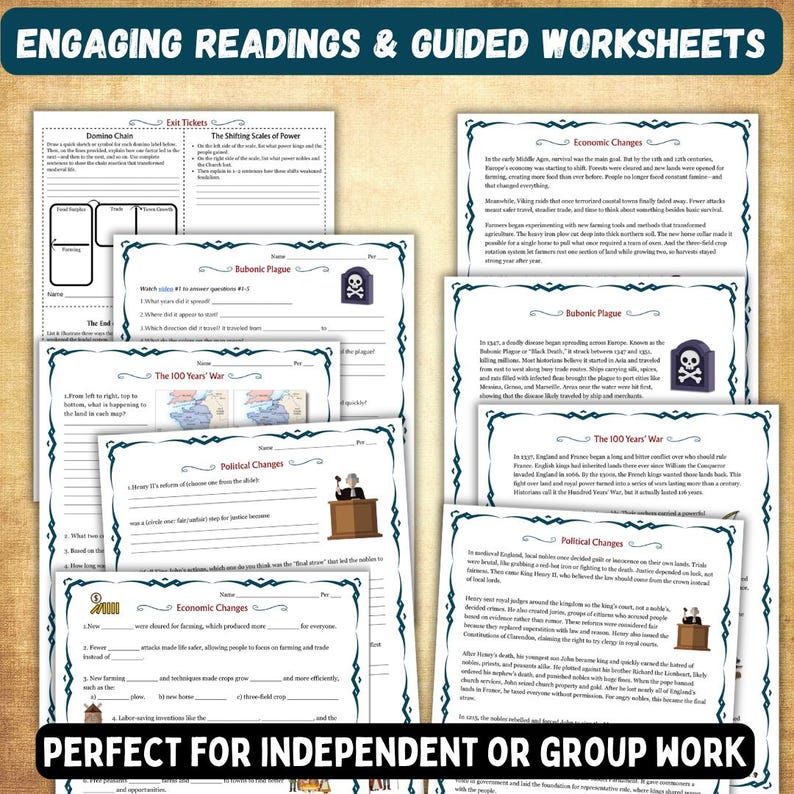 Decline of Feudalism Worksheets | Medieval Europe Activities (digital ...