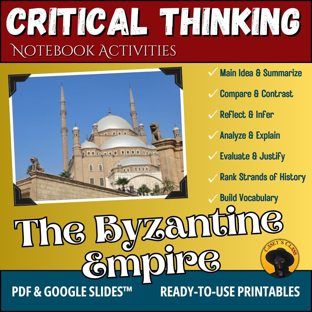 Byzantine Empire Notebook Activities: Middle School History (PDF ...