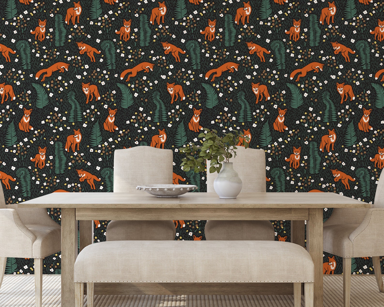 Custom Animal Peel and Stick Wallpaper, Removable Wallpaper - Fox ...