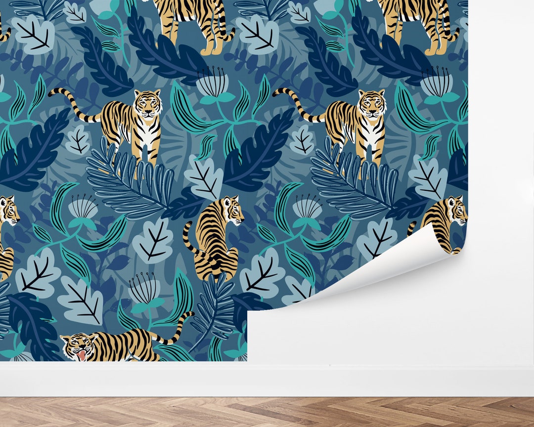 Custom Animal Peel and Stick Wallpaper, Removable Wallpaper - Tiger ...