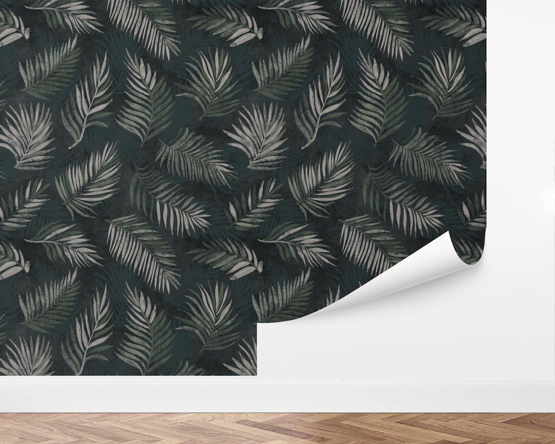 Custom Palm Peel and Stick Wallpaper, Removable Wallpaper - Midnight ...