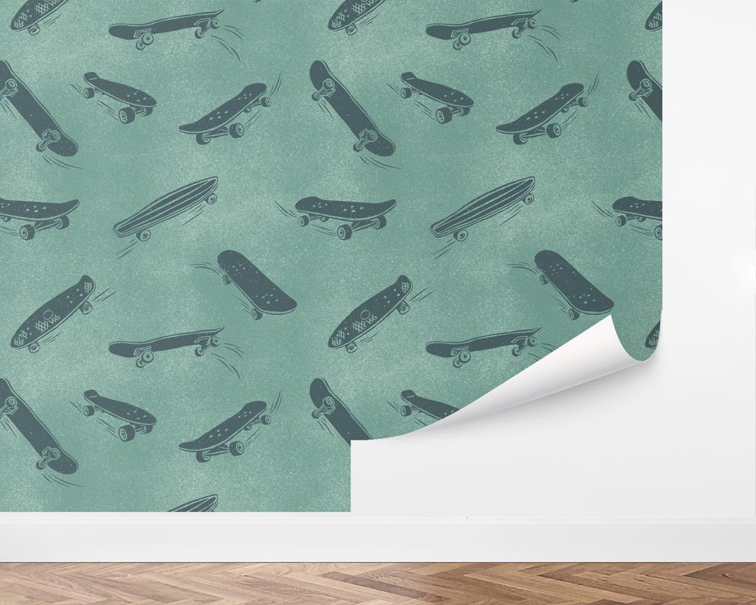 Custom Kids Peel and Stick Wallpaper, Removable Wallpaper - Skateboard ...