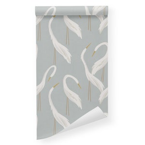 Mod Heron Wallpaper | Midcentury, Modern, Birds, Ocean, Illustrated ...