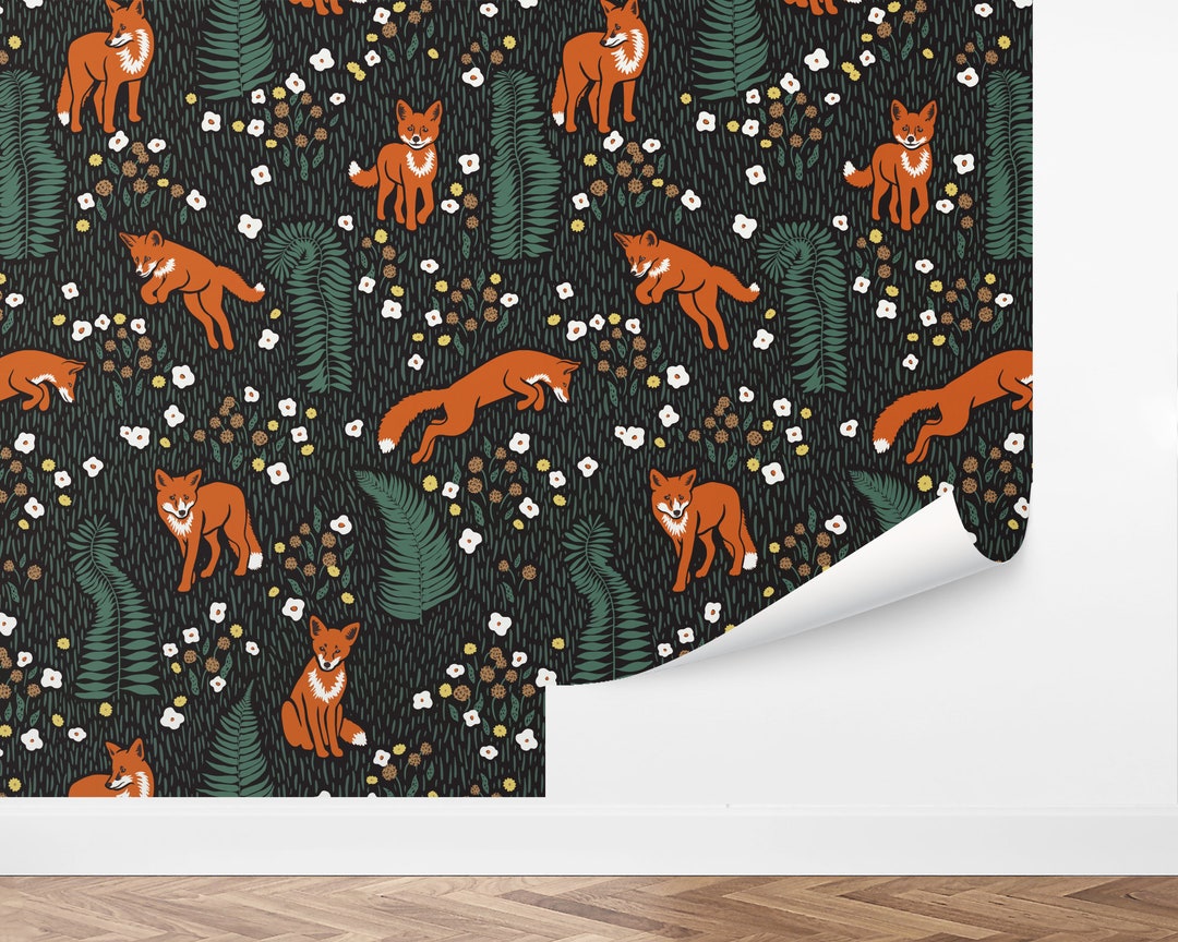 Custom Animal Peel and Stick Wallpaper, Removable Wallpaper - Fox ...