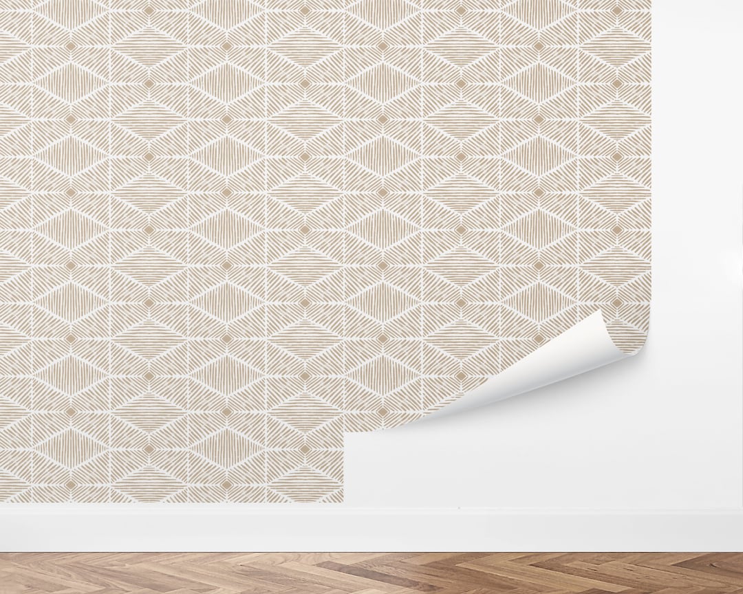 Custom Boho Peel and Stick Wallpaper, Removable Wallpaper - Lined Tiles ...
