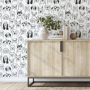 Dog Wallpaper - Removable Wallpaper Puppy Dogs by Love Vs. Design - Etsy