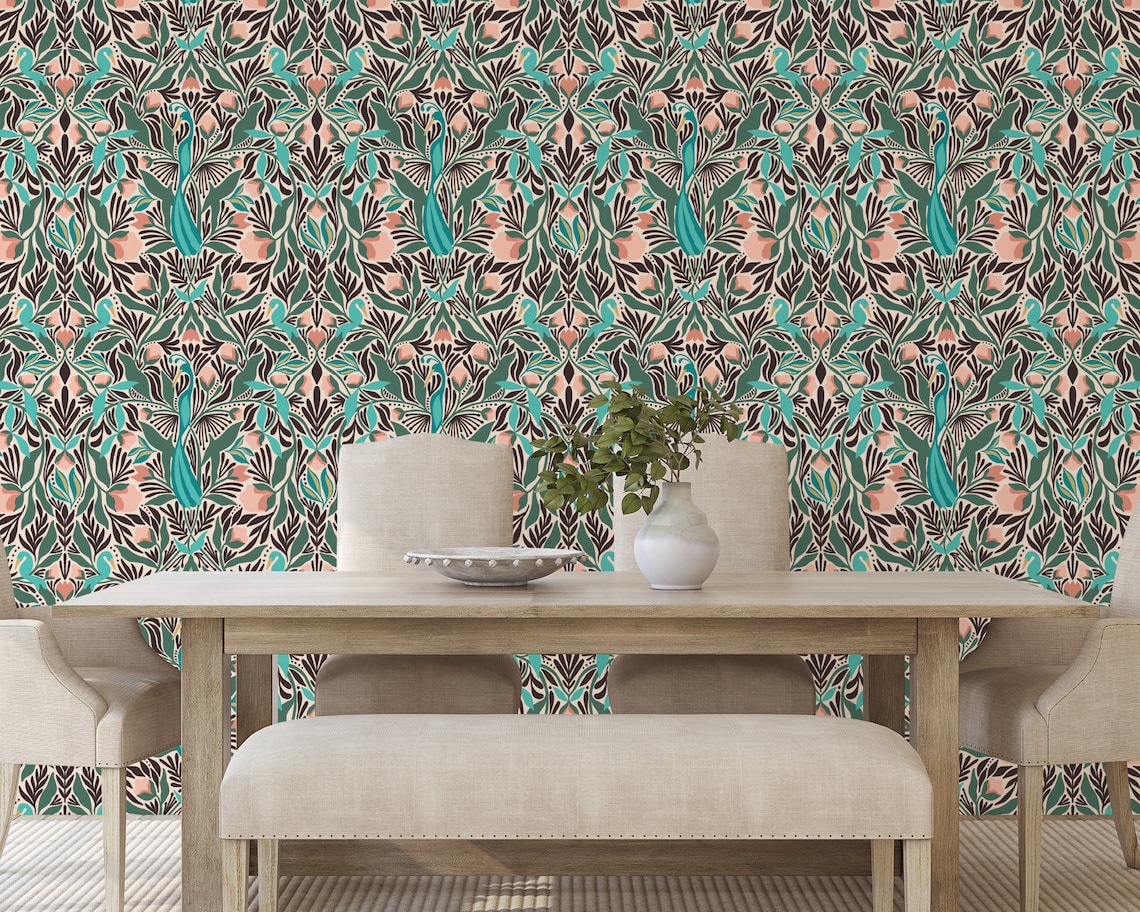 Custom Bird Peel and Stick Wallpaper, Removable Wallpaper - Vibrant ...