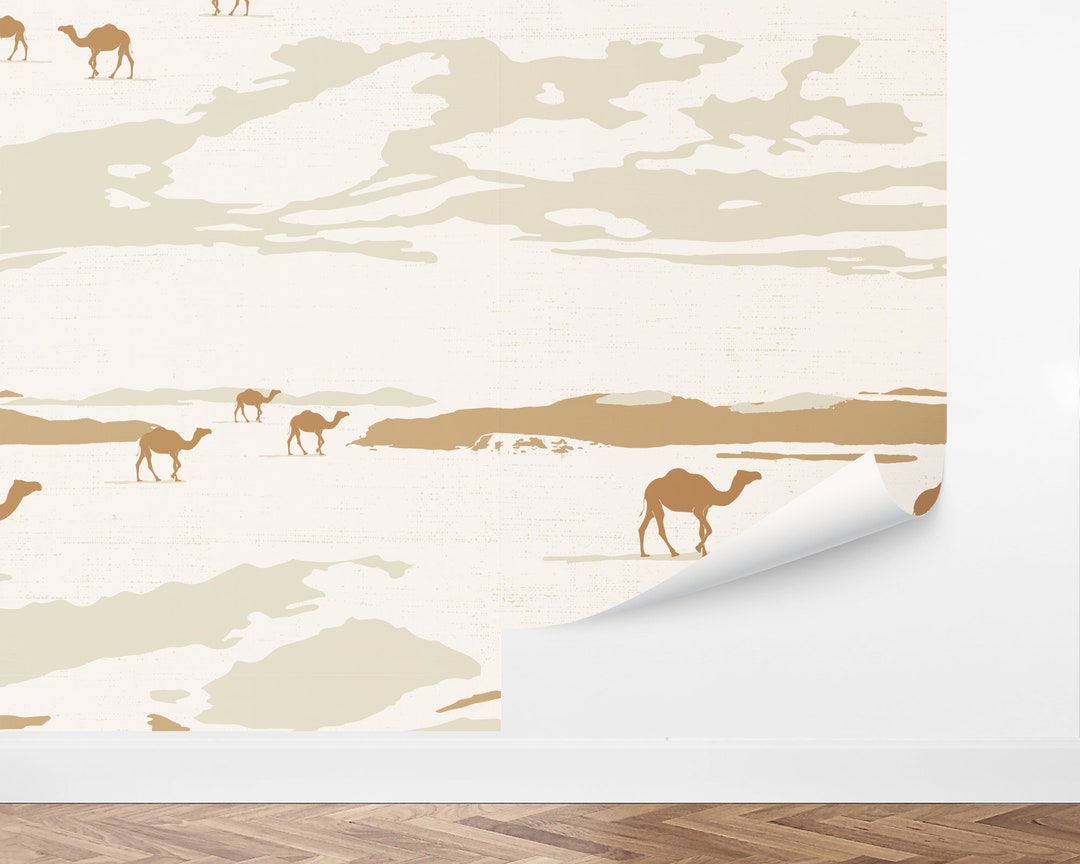 Custom Desert Peel and Stick Wallpaper, Removable Wallpaper - Camel ...