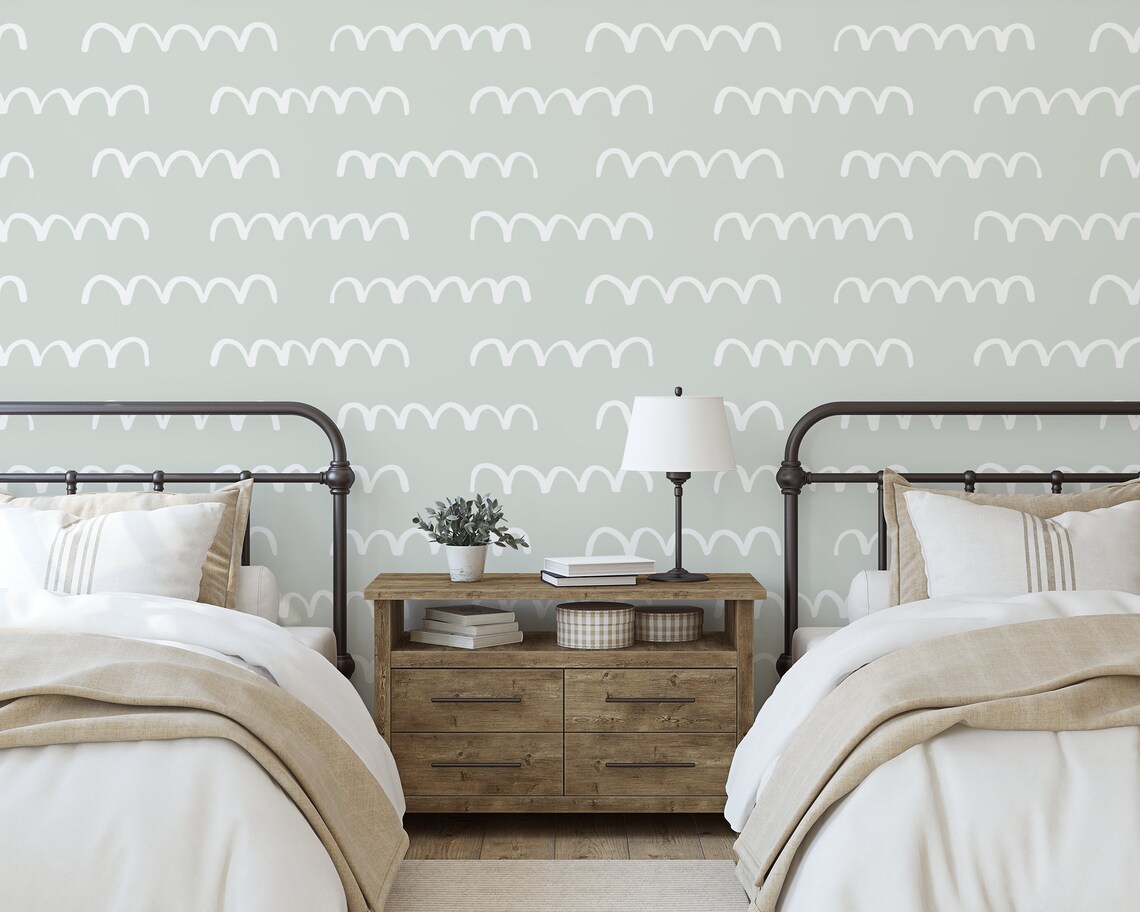 Wiggly Scallop Wallpaper Simple Lines Fun Silly Curly - Etsy