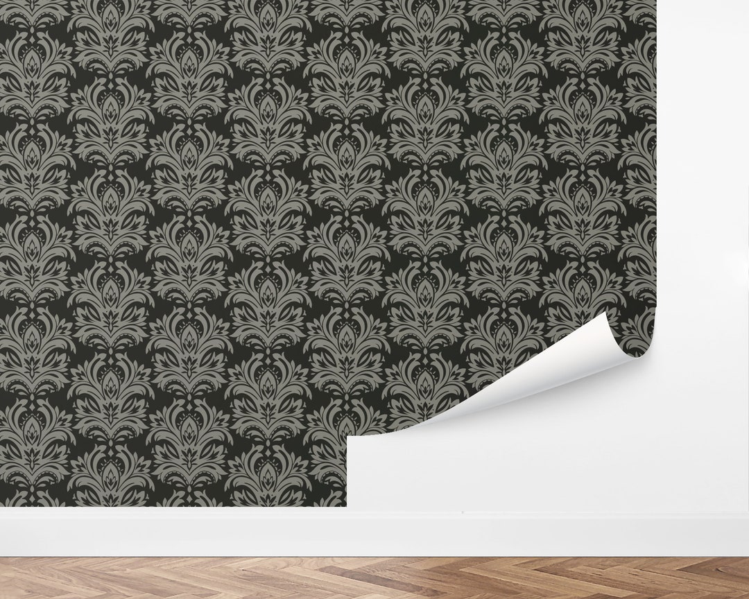 Custom Damask Peel and Stick Wallpaper, Removable Wallpaper - Formal ...