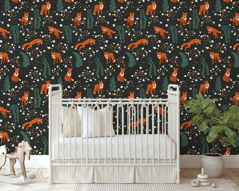 Custom Animal Peel and Stick Wallpaper, Removable Wallpaper - Fox ...