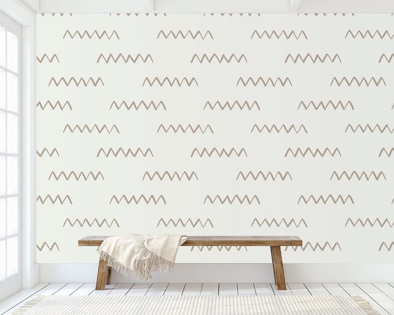 Zigzag Squiggle Wallpaper Simple Lines Fun Silly Wiggly - Etsy